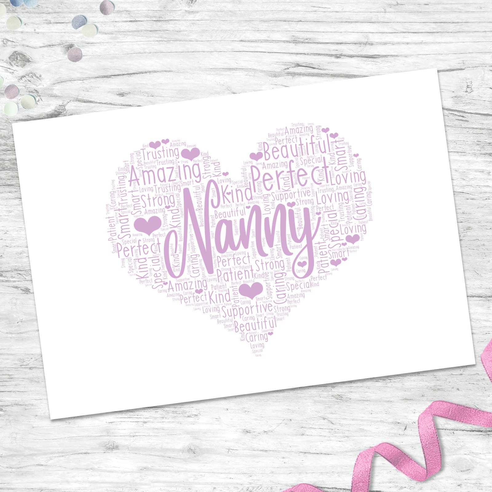 Personalised Nan Word Art Print Custom Wall Art Frame | Etsy