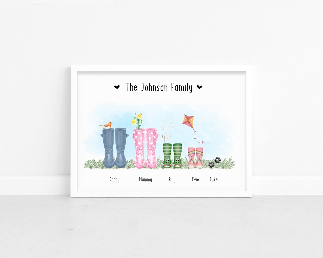 Personalised Welly Boot Print - Custom Family Wellington Boots ...