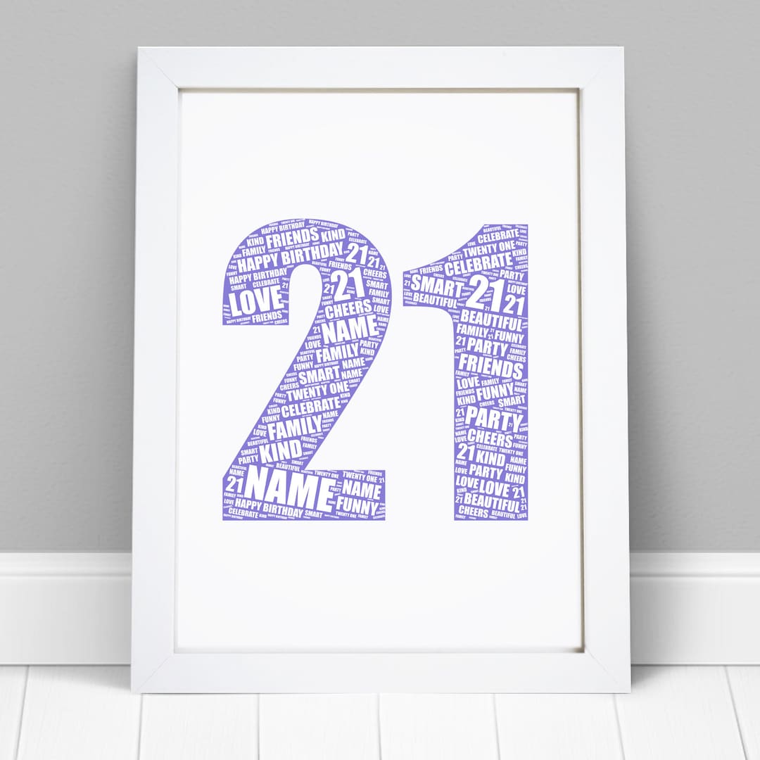 Personalised 21 Print - 21st Birthday Gifts - Custom Wall Art - for Him ...
