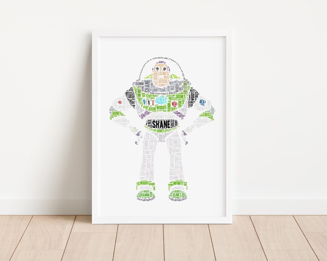 Personalised Buzz Lightyear Print Custom Word Wall Art Toy Story Gifts ...