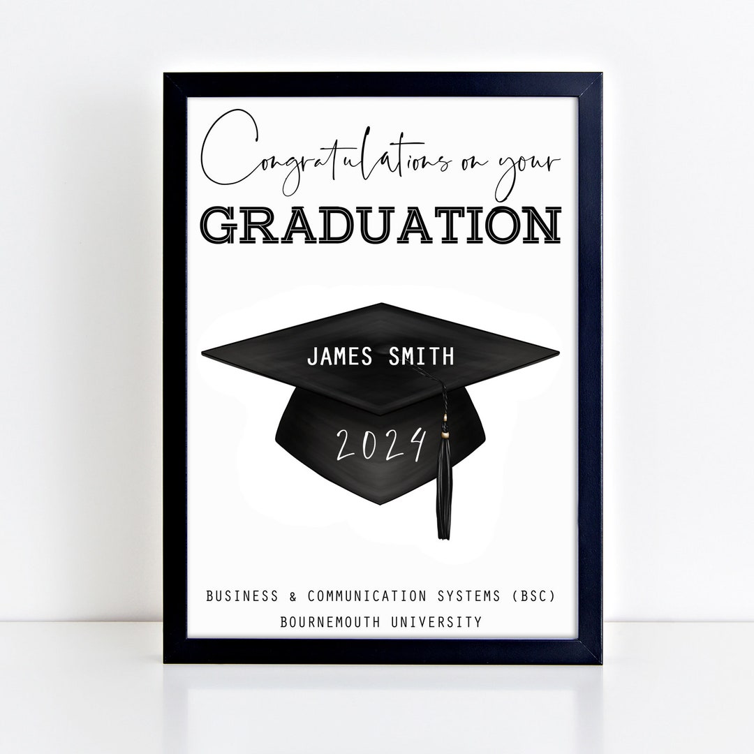 Personalised Graduation Mortarboard Cap Hat Print Congratulations 2024 ...