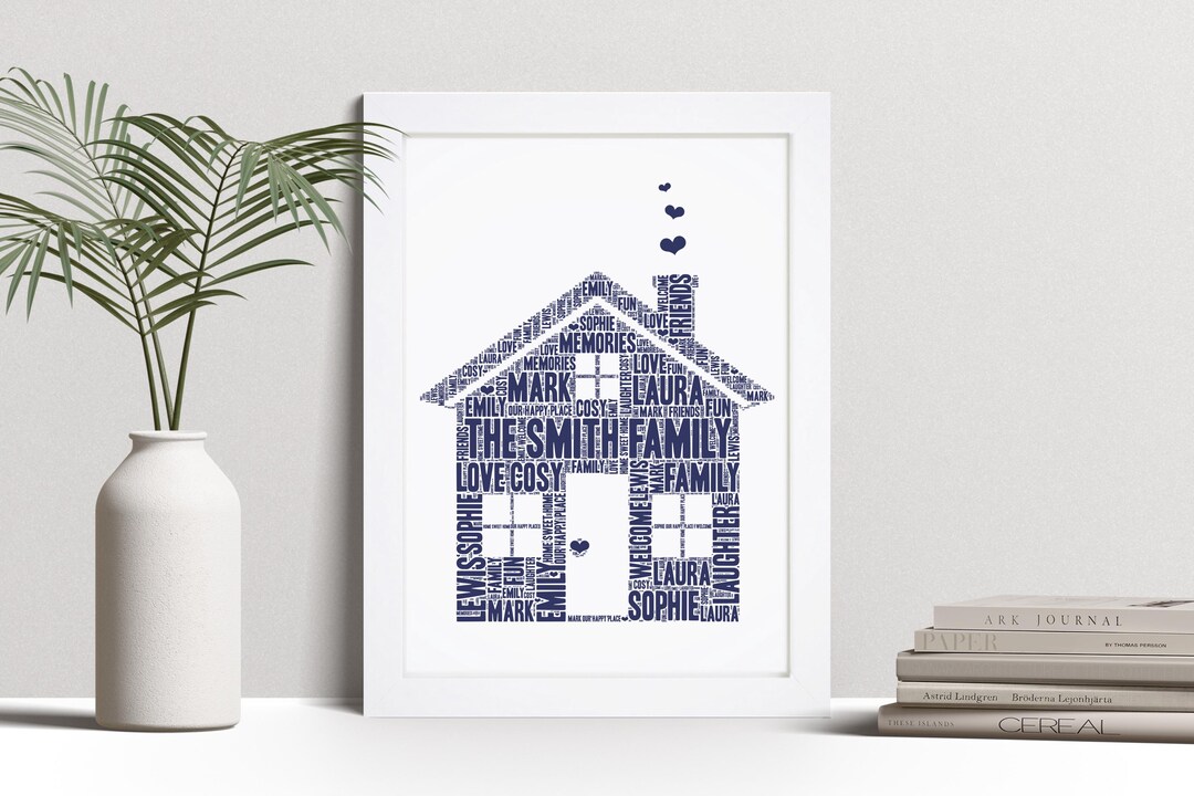 Personalised House Word Art Print, Housewarming Gift, Custom Wall Art ...