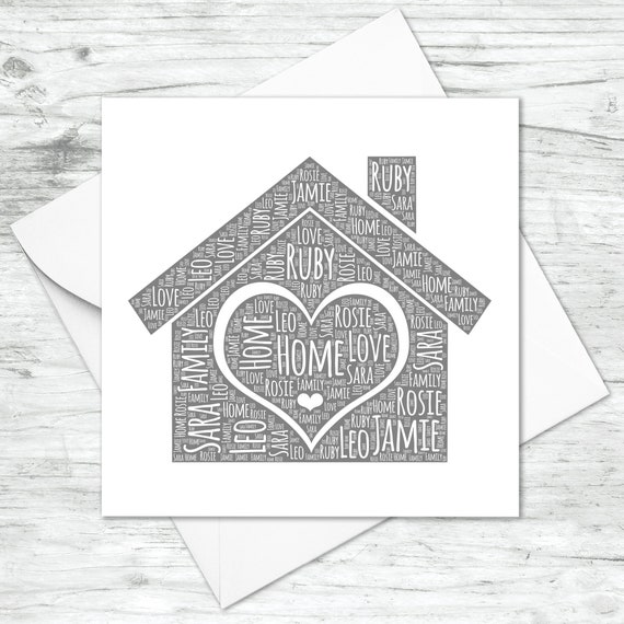 Personalised House Card New Home Word Art Card House | Etsy UK