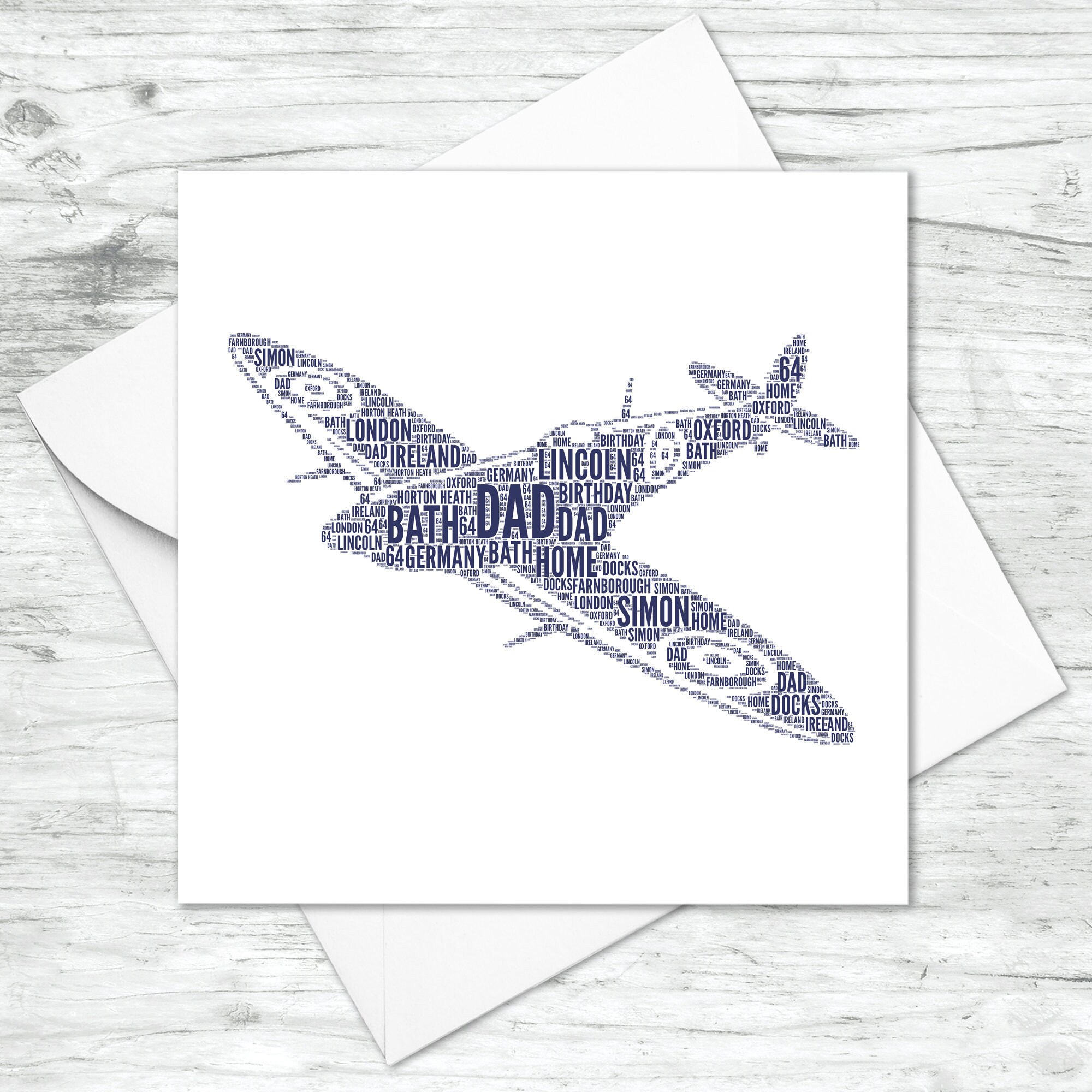 Personalised WW2 Spitfire Word Art Card - Plane Spitfire Themed Gifts ...