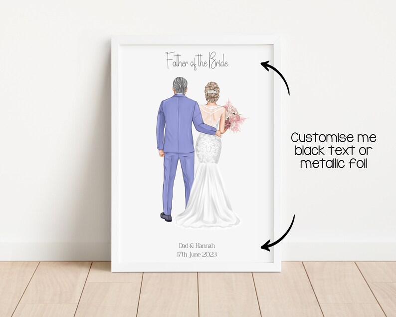 Personalised Bride & Father of the Bride Print - Wedding Day Keepsake ...