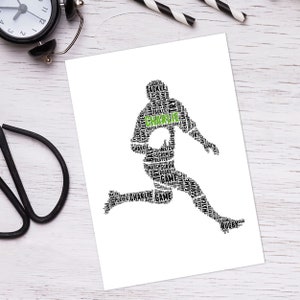 Personalised Rugby Player Print - Custom Rugby Prints - Birthday Gifts ...