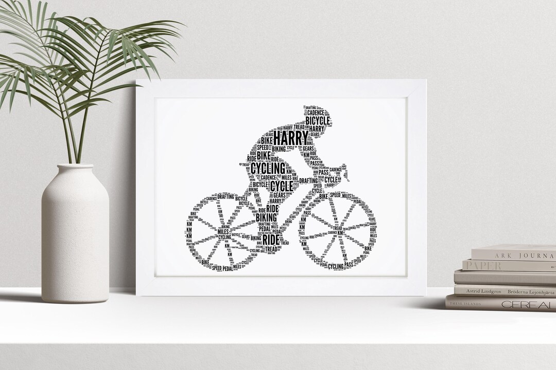 Personalised Cyclist Word Art Print, Bike Riding Bicycle Gifts, Custom ...