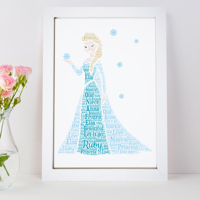 Personalised Elsa Print Frozen Princess Word Art Birthday - Etsy UK