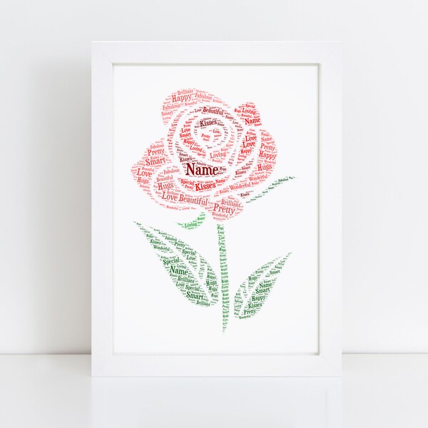 Personalized Rose Print Word Art - Etsy