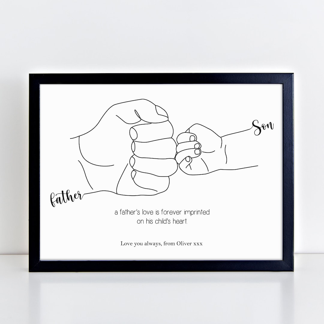 Personalised Father and Son Poem / Quote Print Dad Gift Ideas Fist Bump ...