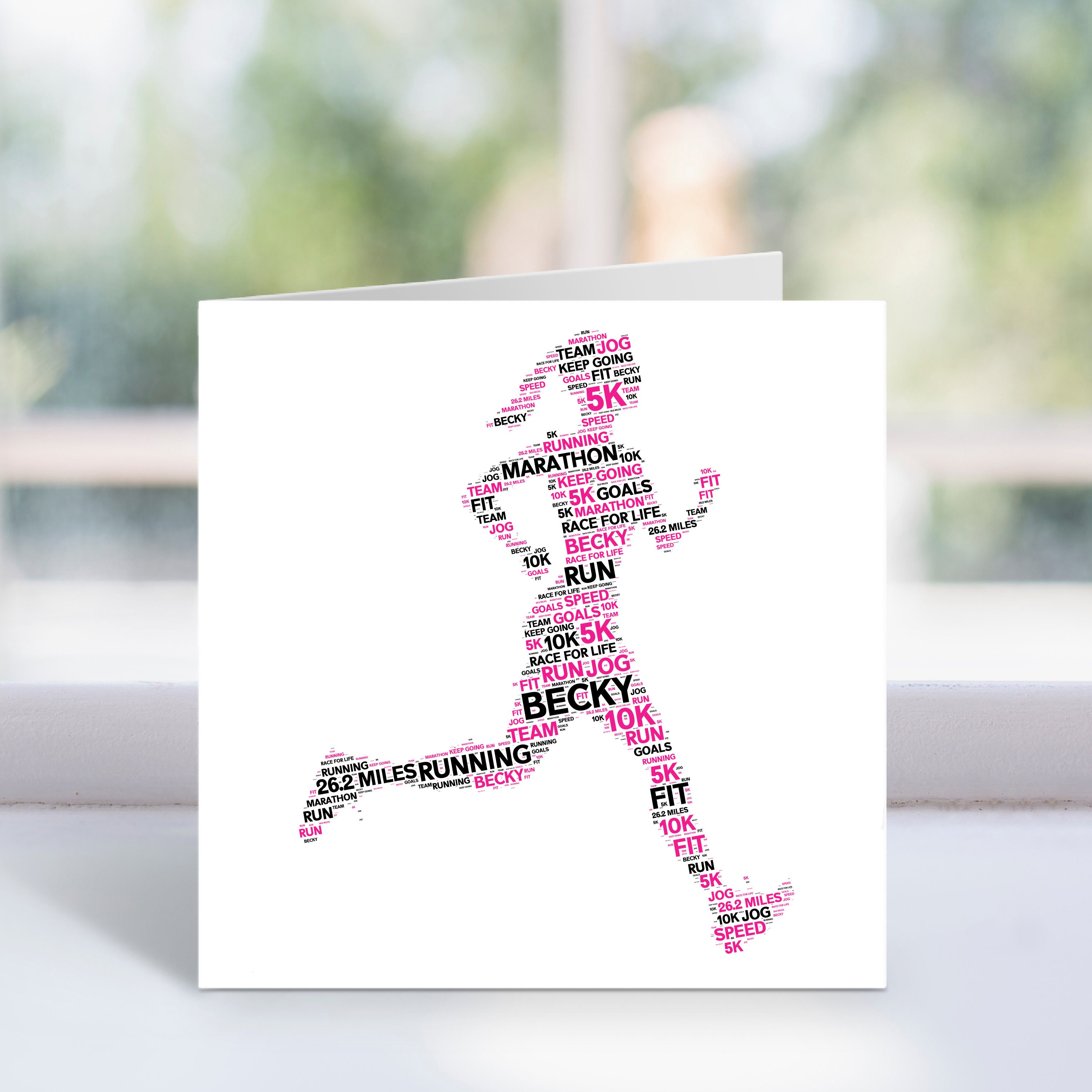 Personalised Runner Card - Custom Word Art Card - Athlete, Marathon ...