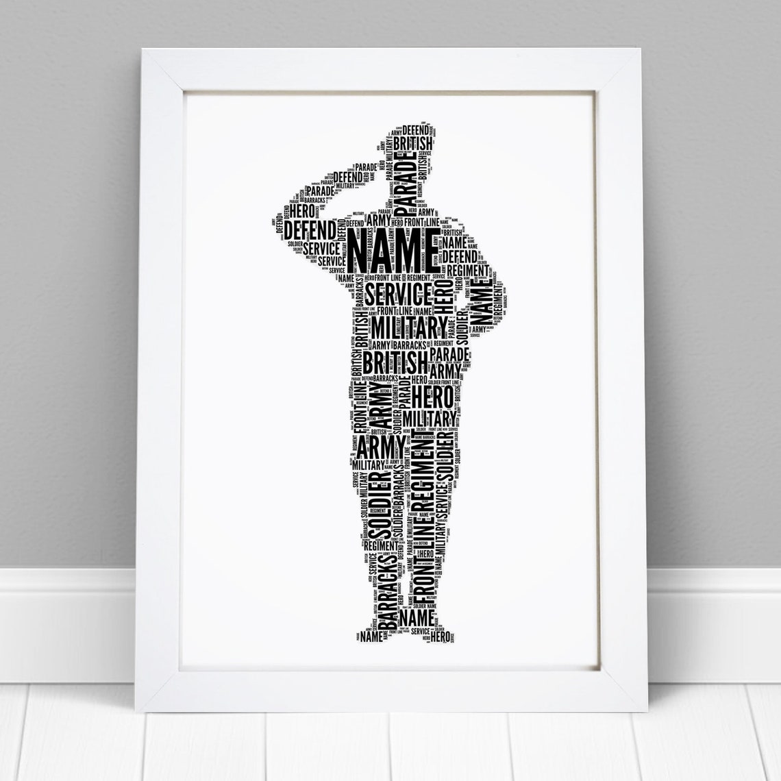 Personalised Soldier Print Custom Word Wall Art Army - Etsy Norway