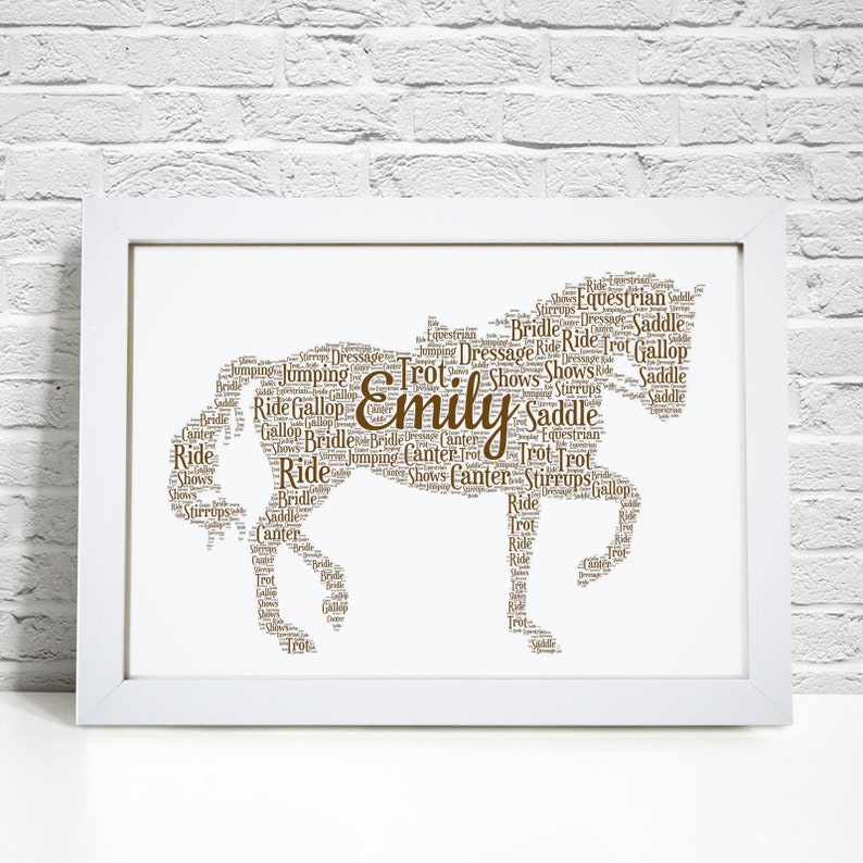 Personalised Horse Print Equestrian Word Wall Art Pony - Etsy UK