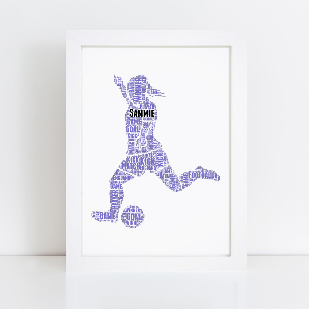Personalised Female Footballer Player Word Art Print - Football Gifts ...