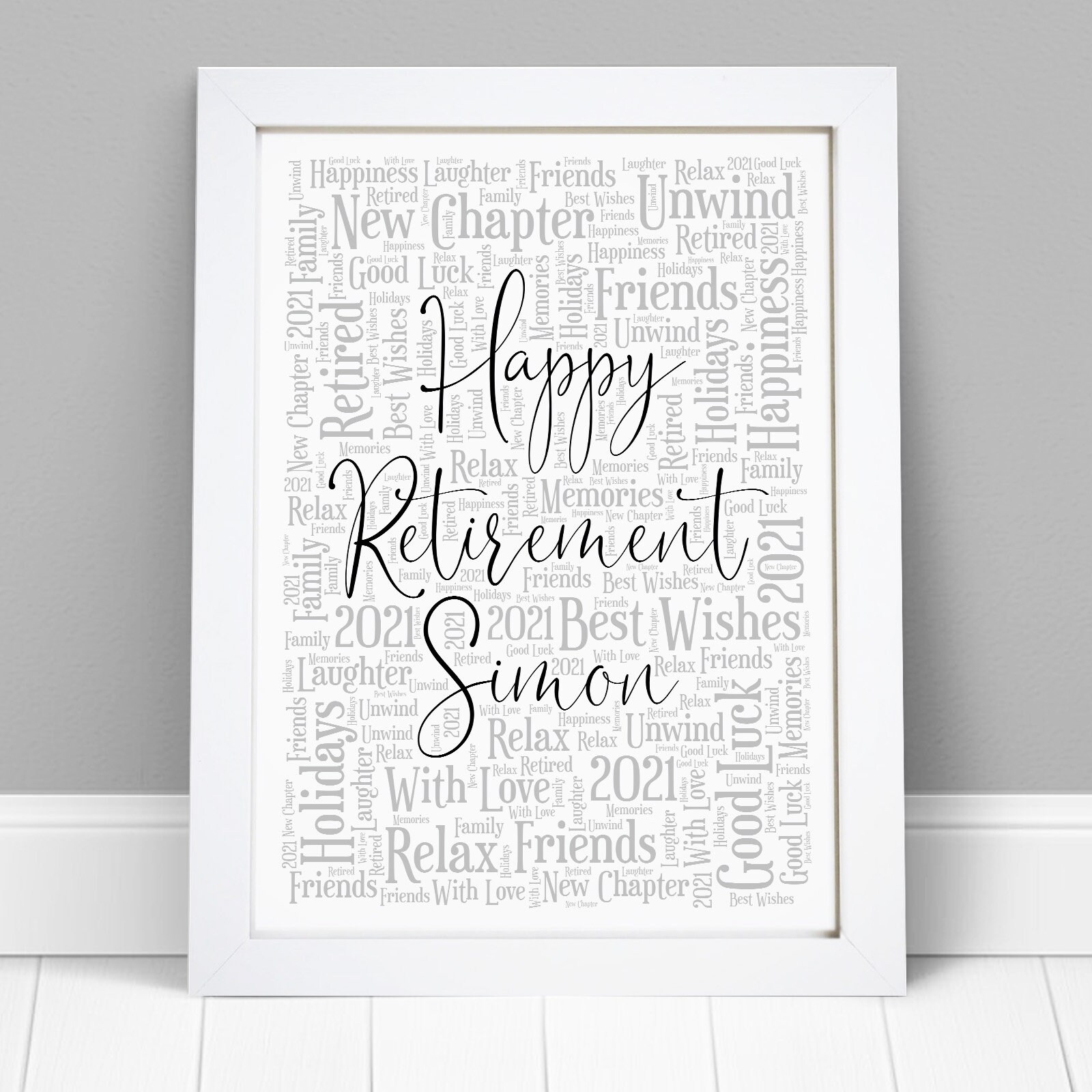 Personalised Retirement Print Word Wall Art Frame Leaving - Etsy UK