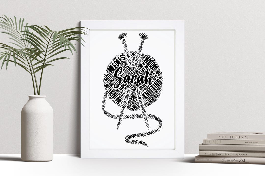 Personalised Knitting Word Art Print, Knitters Gift, Custom Wall Art ...