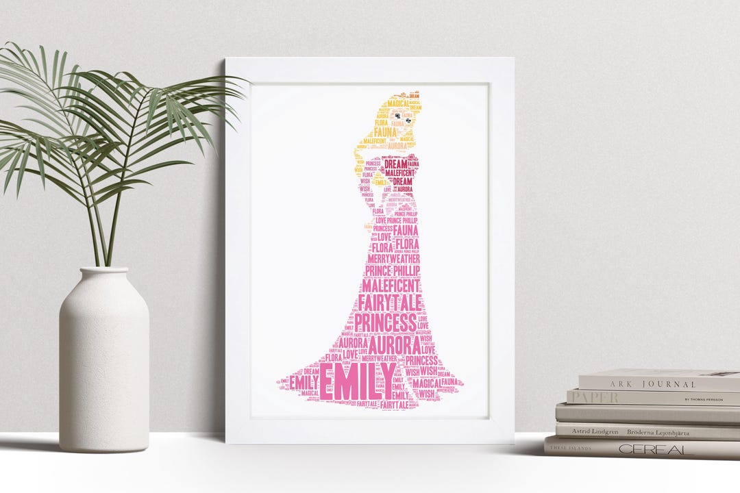 Personalised Aurora Word Art Print, Princess Custom Wall Art Decor ...