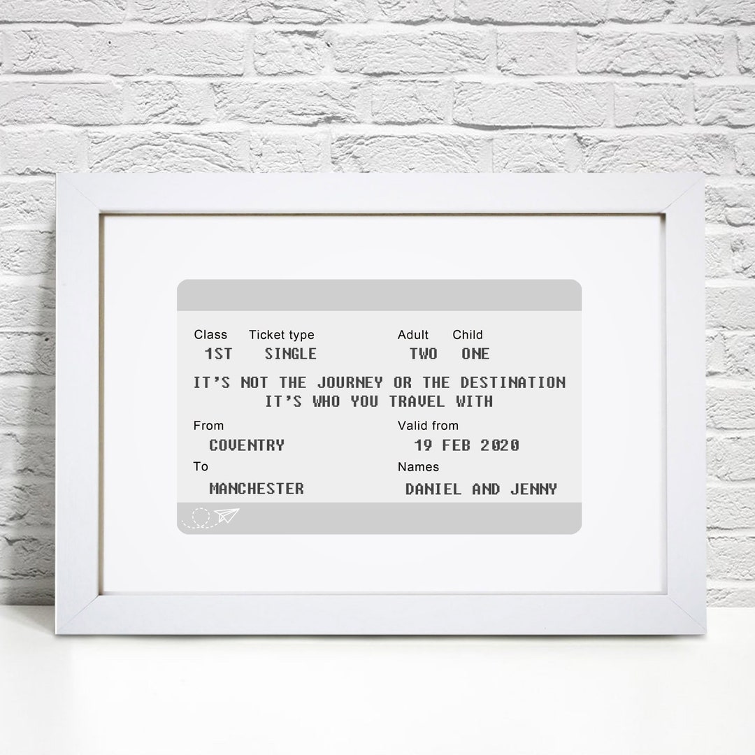 Personalised Train Ticket Print - Custom Wall Art - Anniversary ...