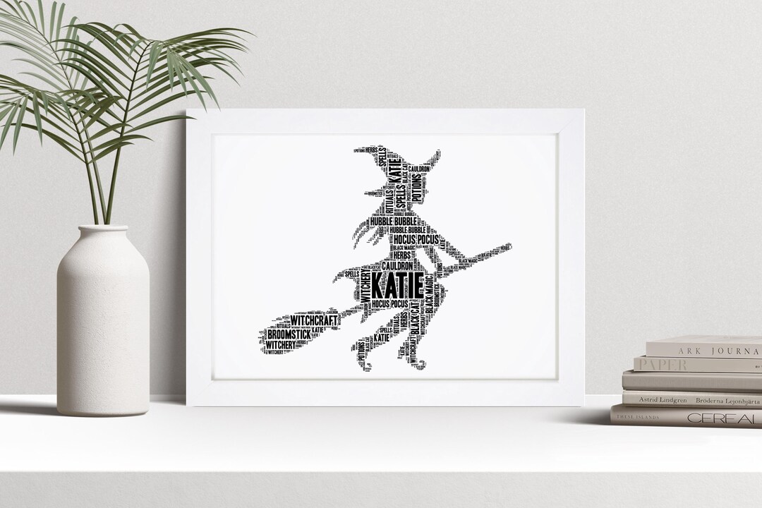 Personalised Witch Word Art Print, Witchcraft Gift, Custom Wall Art ...
