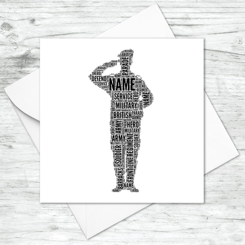 Personalised Army Soldier Card Custom Word Art Card | Etsy