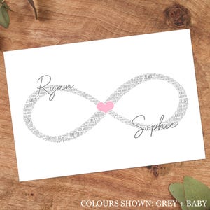 Personalised Infinity Symbol Word Art Print, Anniversary Couples Gift ...