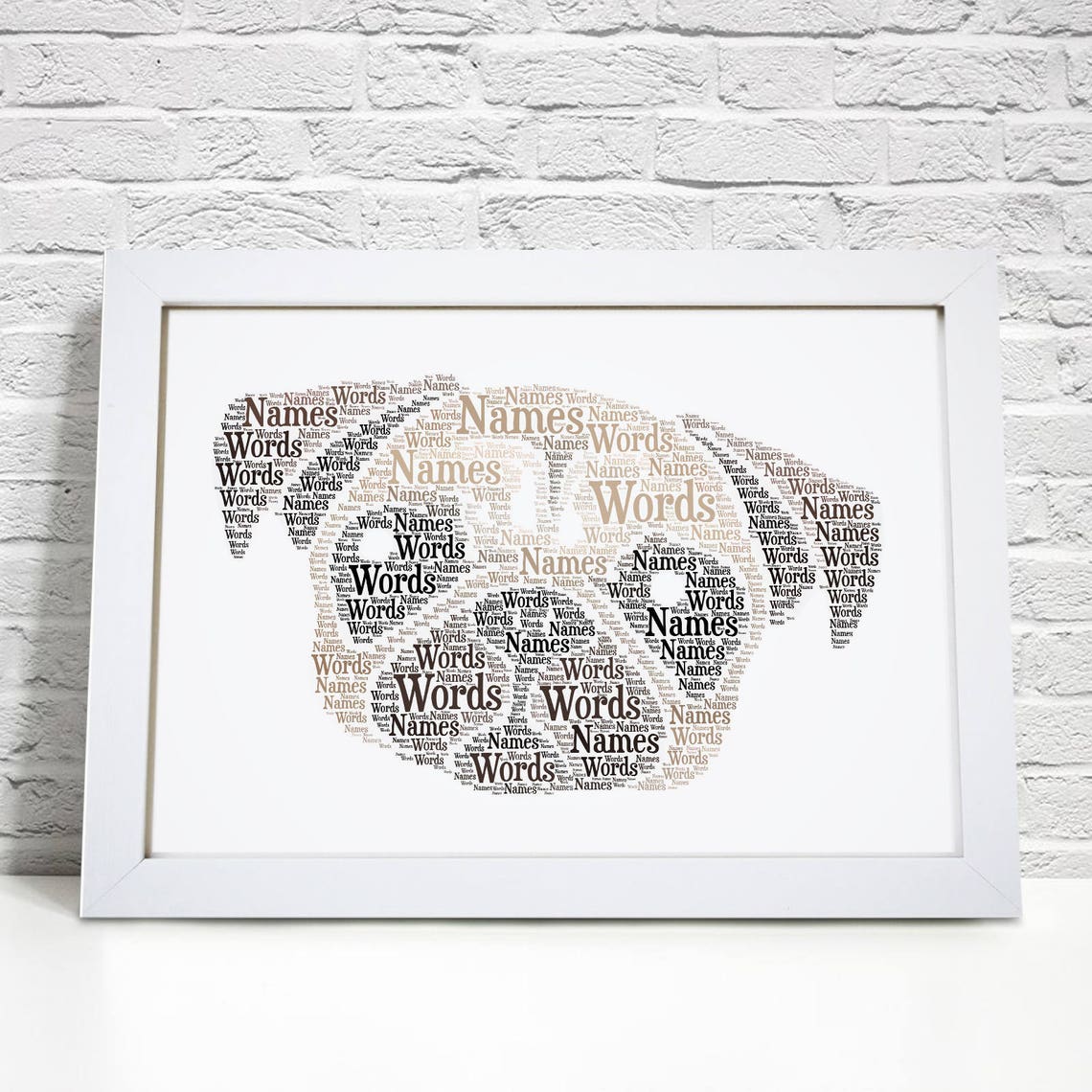 Personalised Pug Print Custom Word Wall Art Picture Dog | Etsy UK