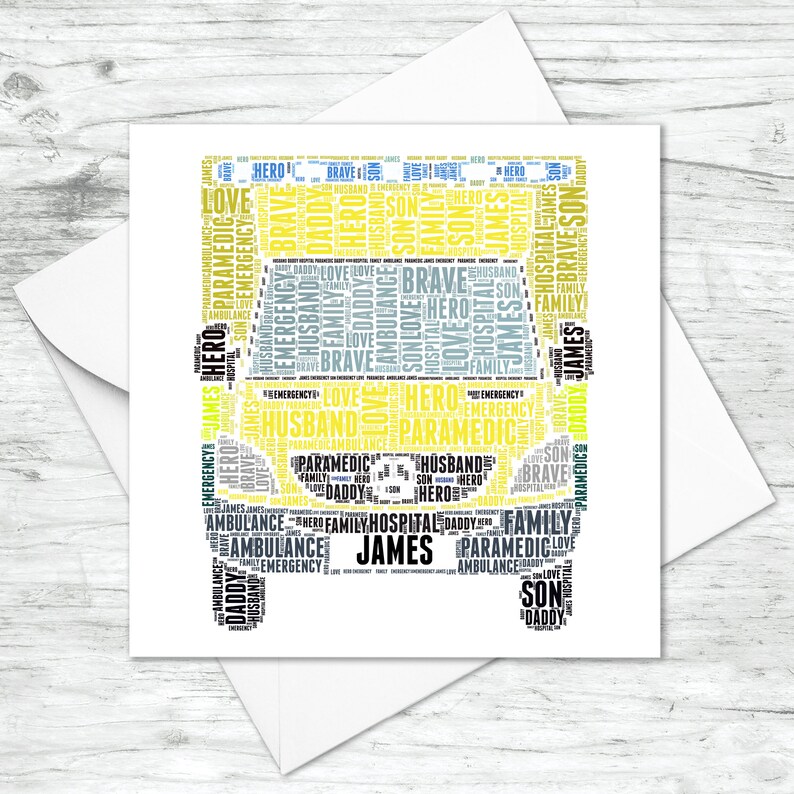 Personalised NHS Ambulance Card Custom Word Art Card - Etsy