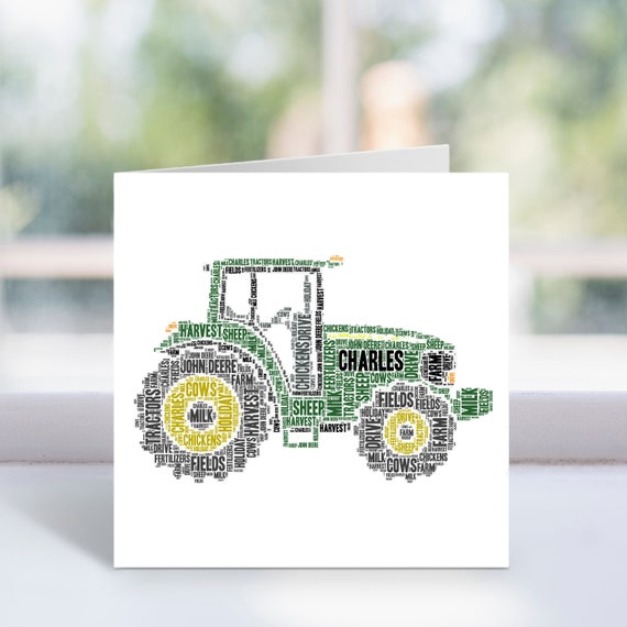 Personalised Tractor Word Art Greeting Card Tractor Themed - Etsy UK