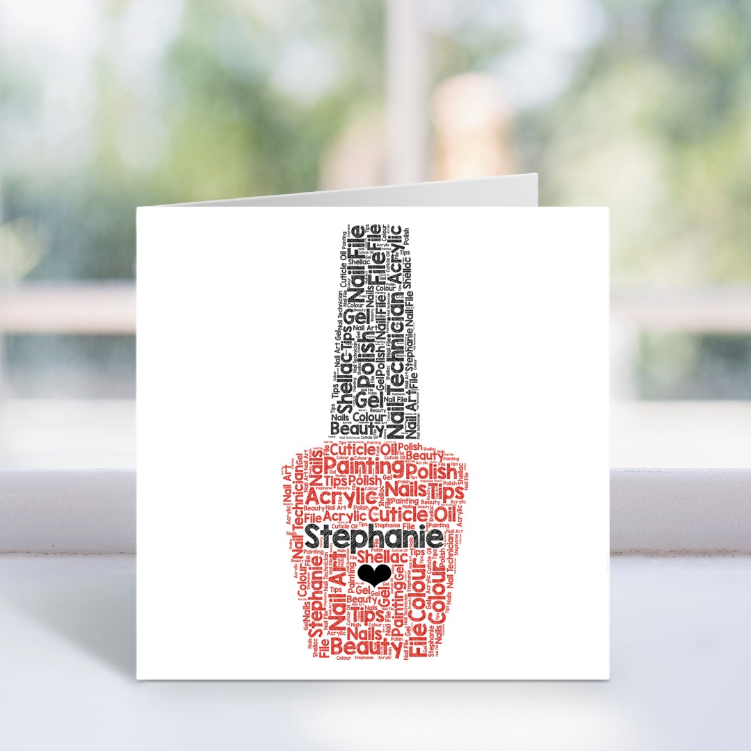 Personalised Nail Polish Card - Custom Word Wall Art - Nail Technician ...