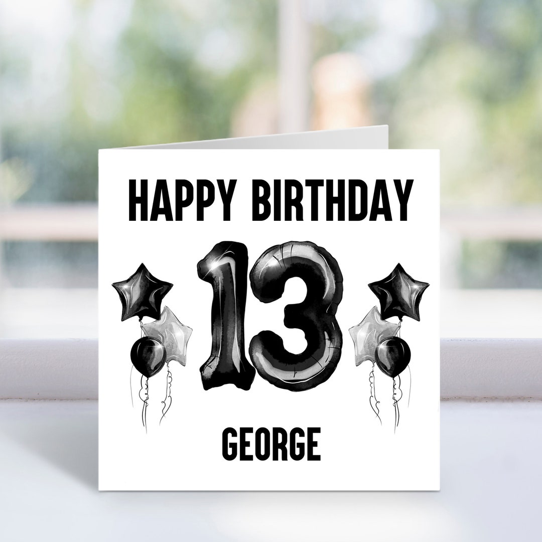 Personalised 13th Birthday Card - 13 Today Card - for Boys, Girls, Kids ...