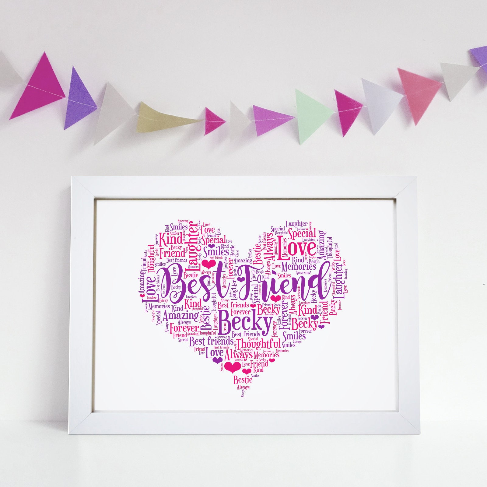 Personalised Best Friend Heart Word Art Cloud Birthday Gift | Etsy