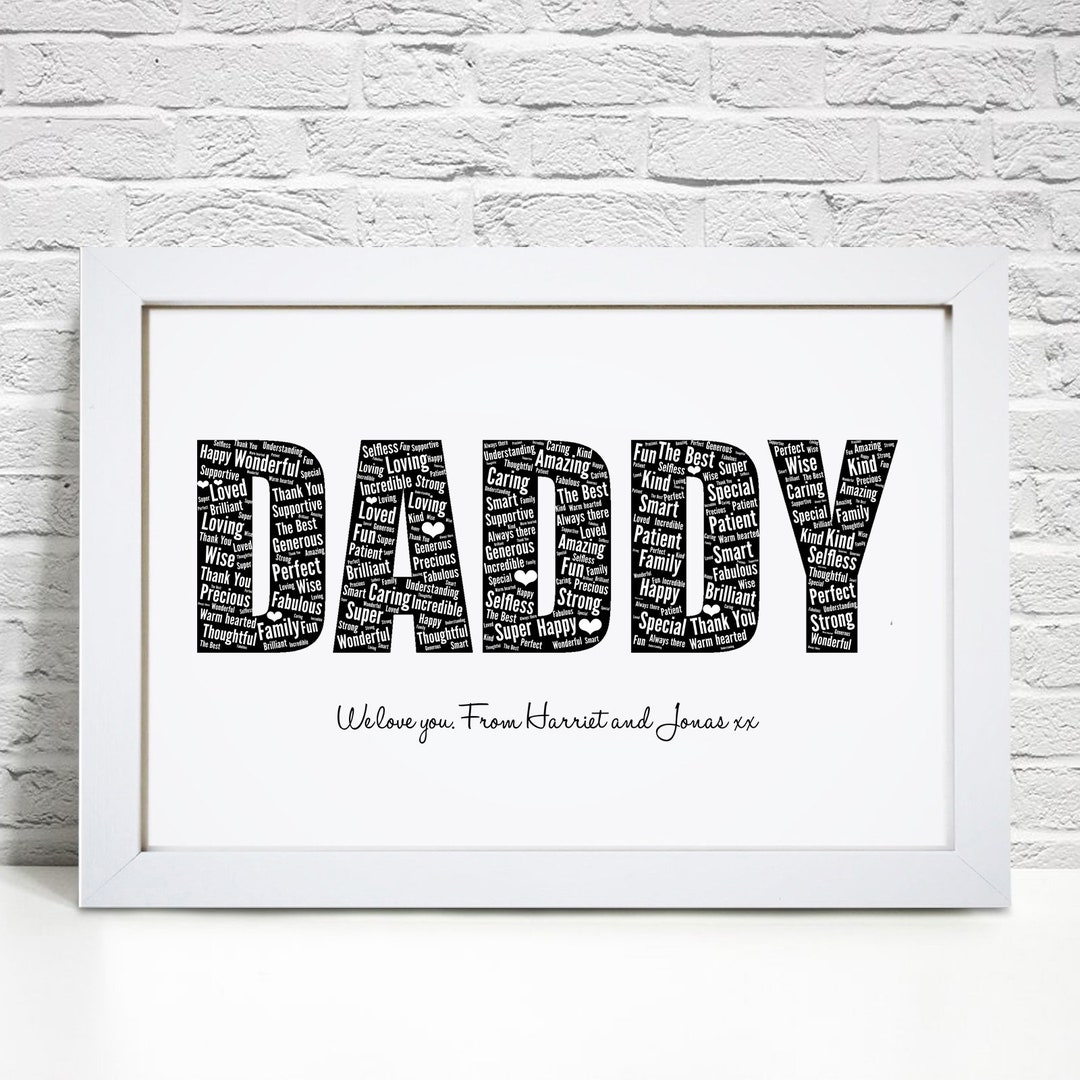 Personalised Daddy Print Word Wall Art Picture Daddy to Be Birthday ...