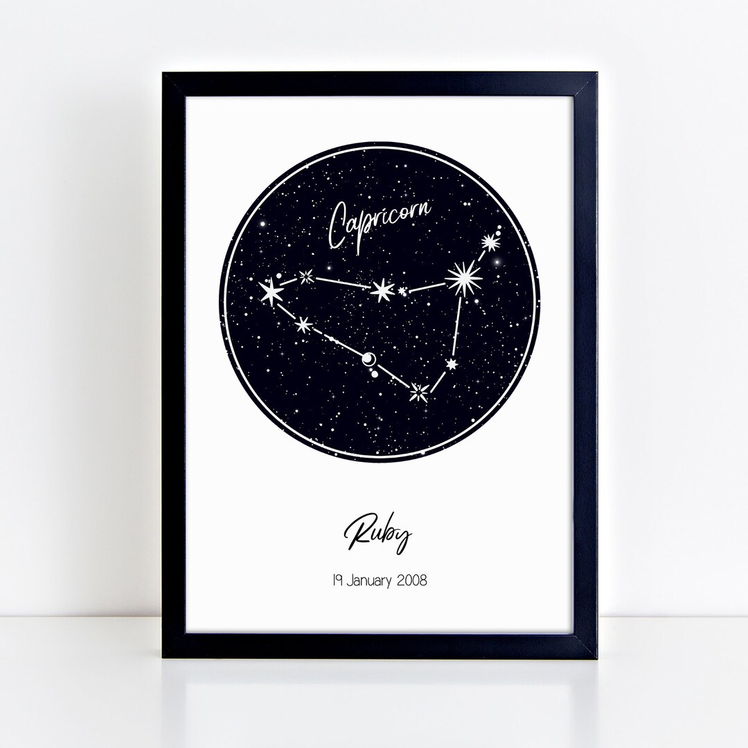 Personalisierte Steinbock Sternzeichen Konstellation Druck ...