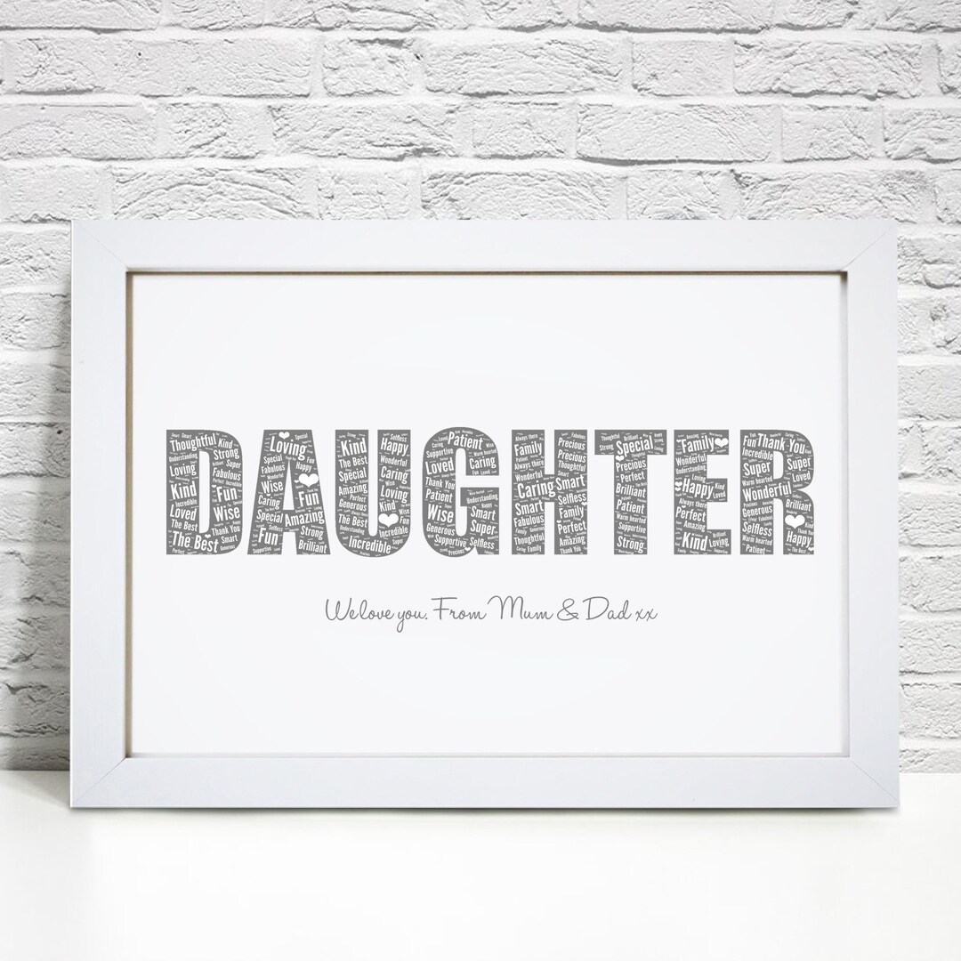 Personalised Daughter Print - Word Wall Art Picture - Birthday ...