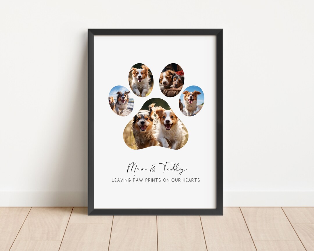 Custom Photo Dog Print - Dog Paw Print Photograph Print - Framed ...