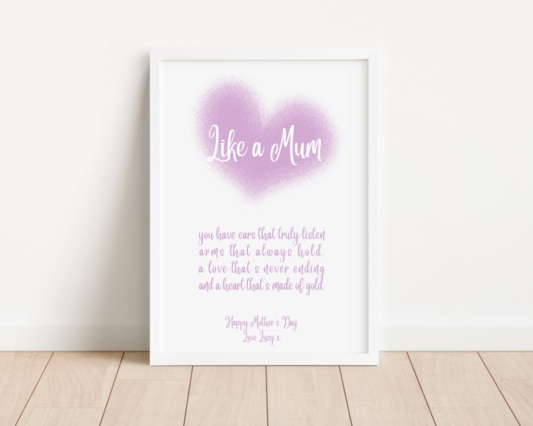 Personalised Like A Mum Print Custom Wall Art Mothers Day, Birthday ...