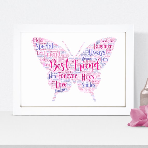 Personalised Butterfly Print Custom Word Wall Art | Etsy