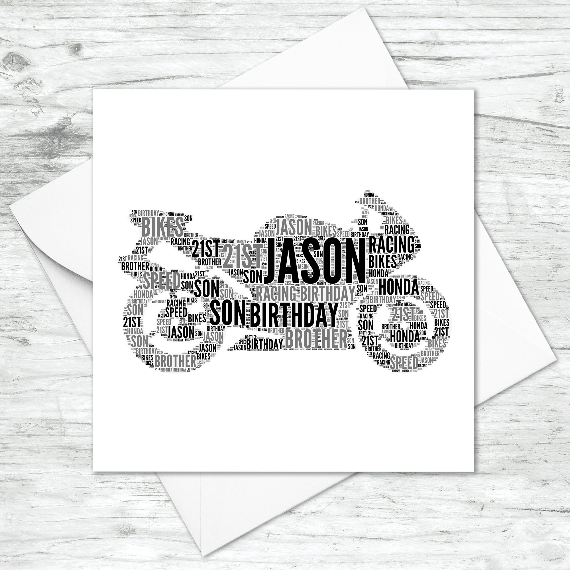 Personalised Motorbike Card Motorcycle Word Art Card Biker - Etsy UK