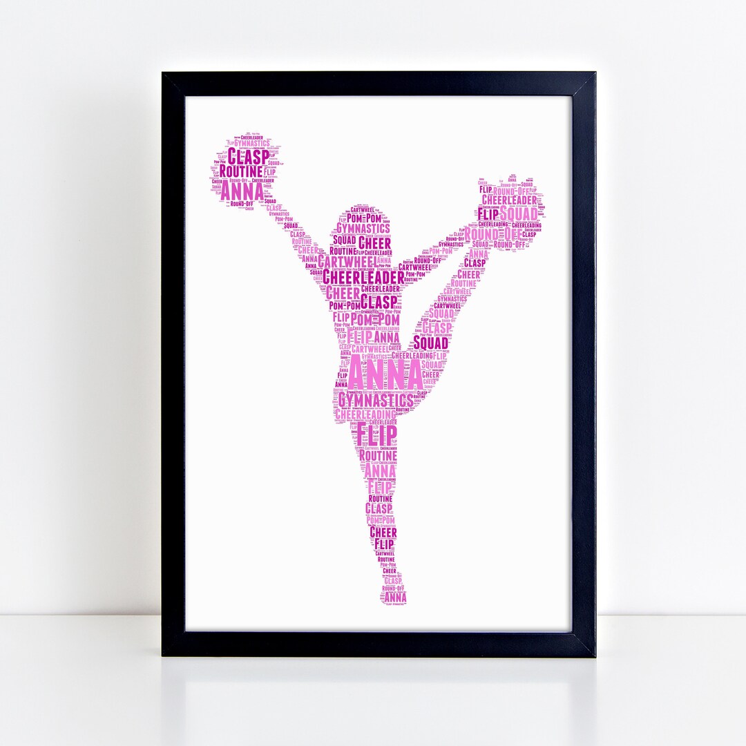 Personalised Cheerleader Print- Word Wall Art - Birthday, Christmas ...