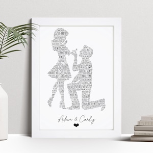 Personalised Engaged Couple Word Art Print, Engagement Gift, Custom ...