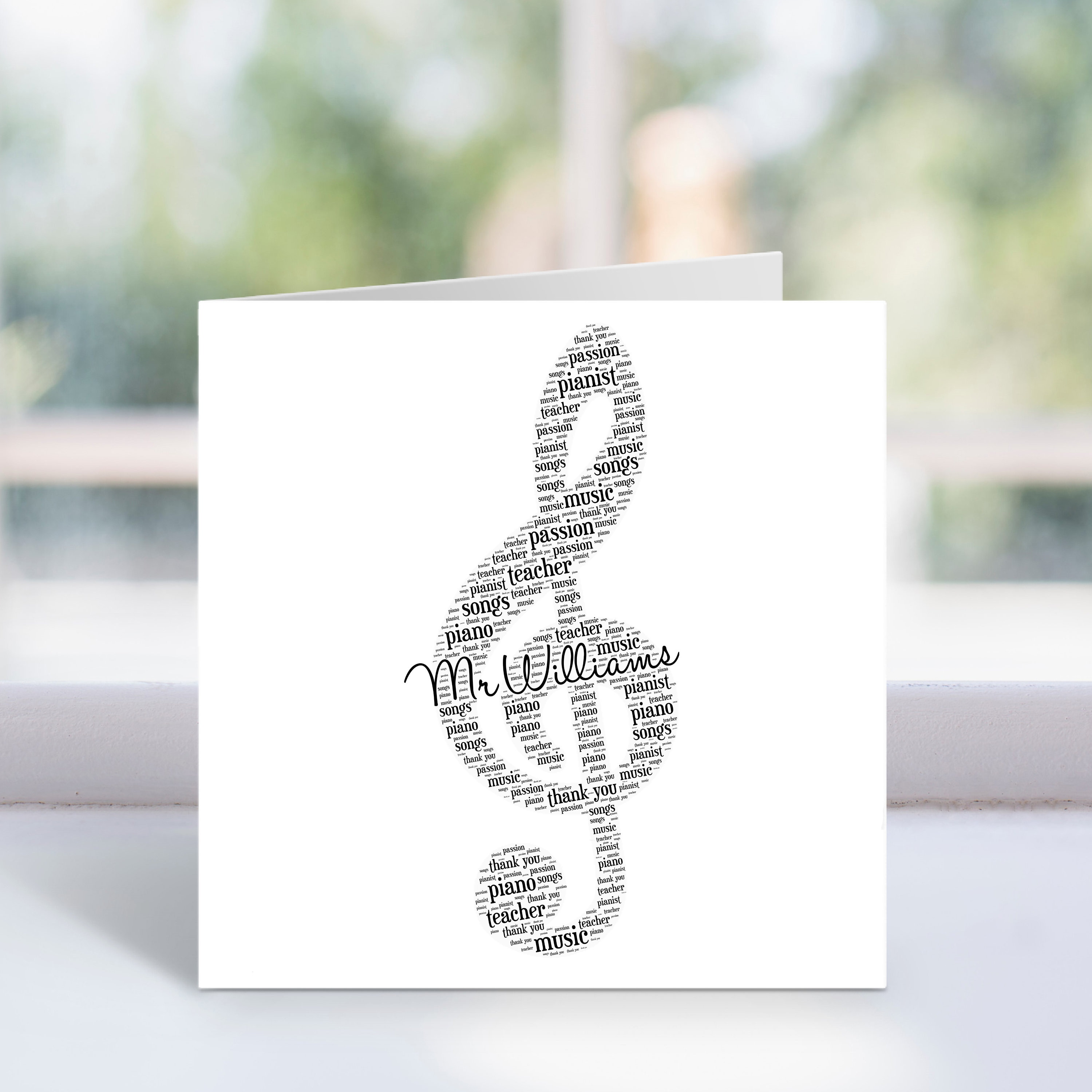 Personalised Treble Clef Card Musical Note Word Art Card - Etsy UK