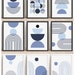 Set of 3 Geometric Shapes Wall Art Prints Modern Mid Century, Blue ...