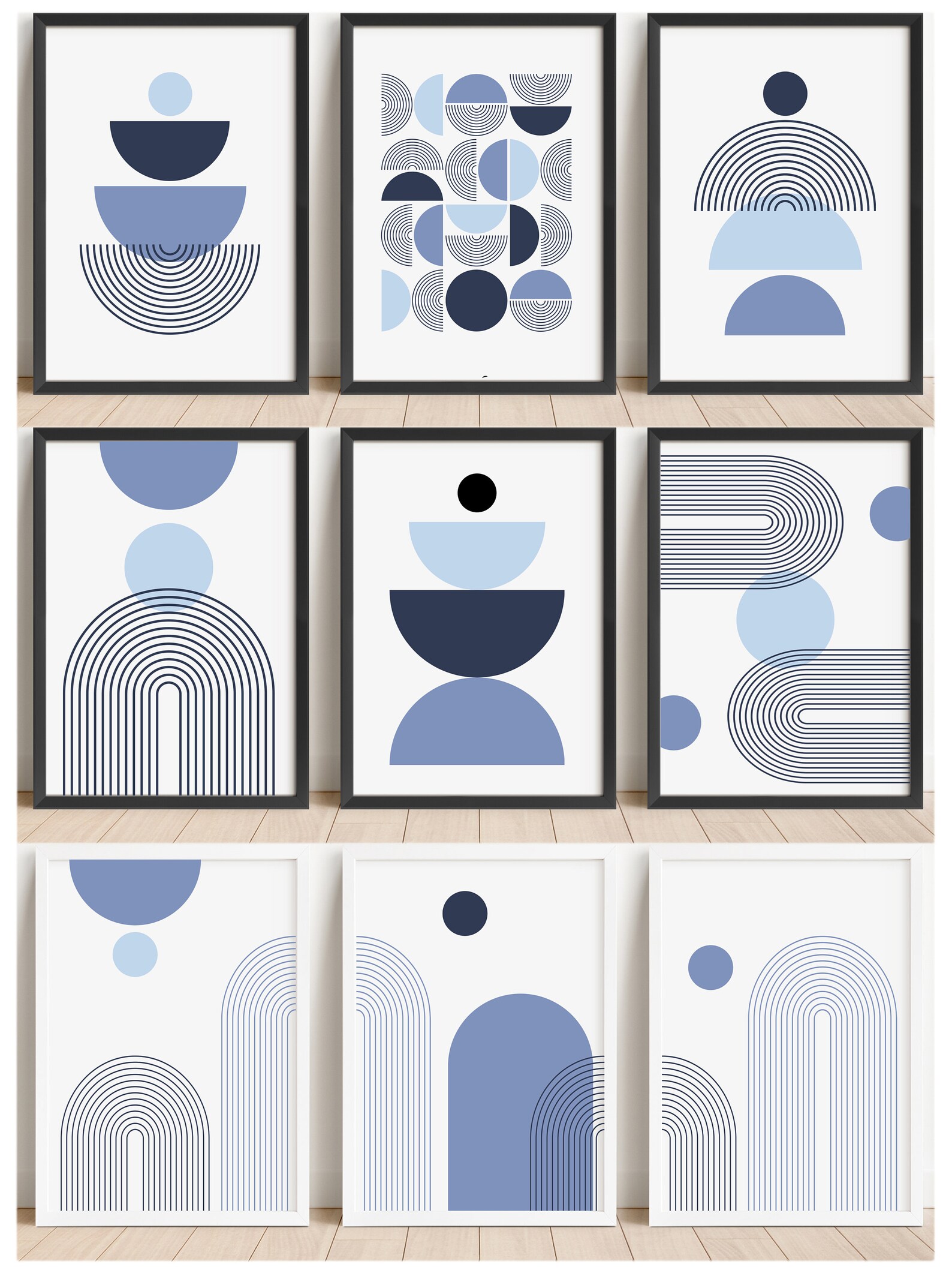 Printable Set of 3 Geometric Shapes Wall Art Prints Modern - Etsy UK