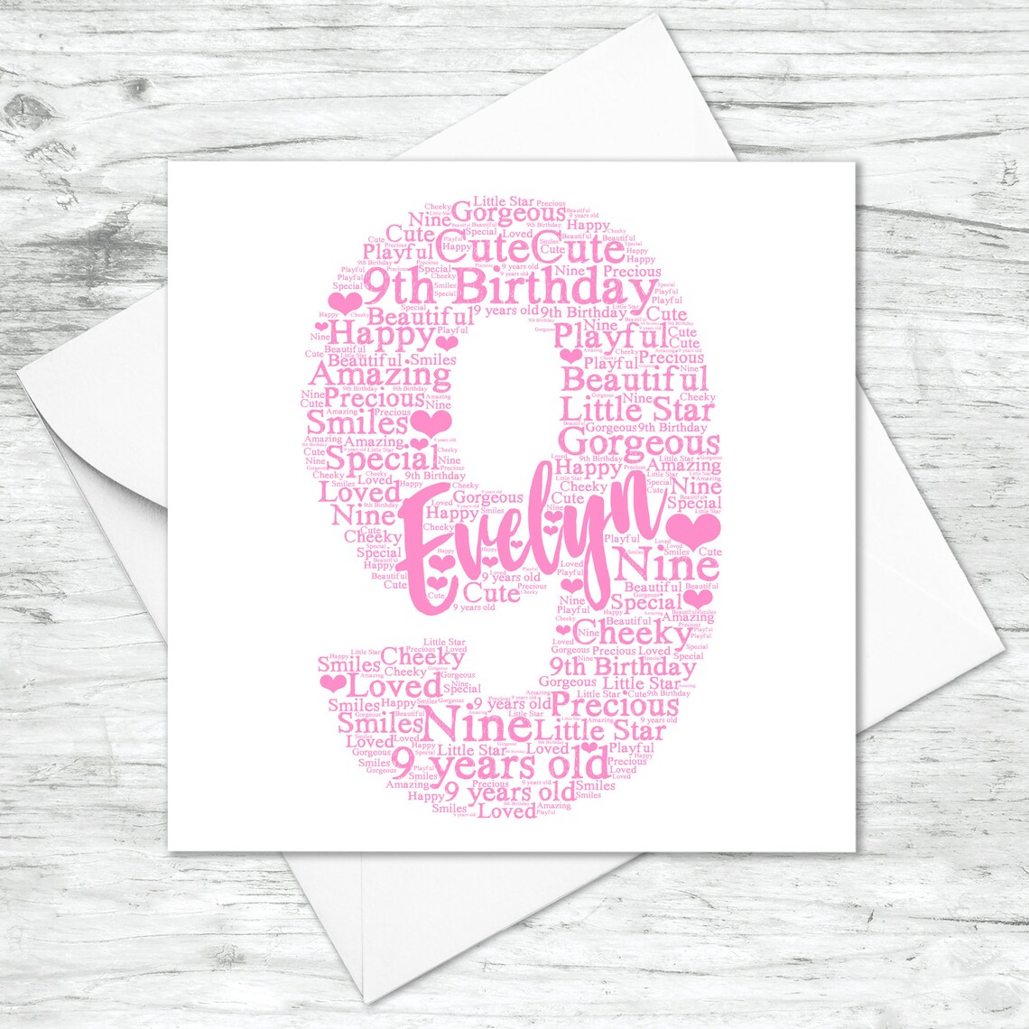 Personalised 9th Birthday Word Art Card Age 9 Year Old - Etsy New Zealand
