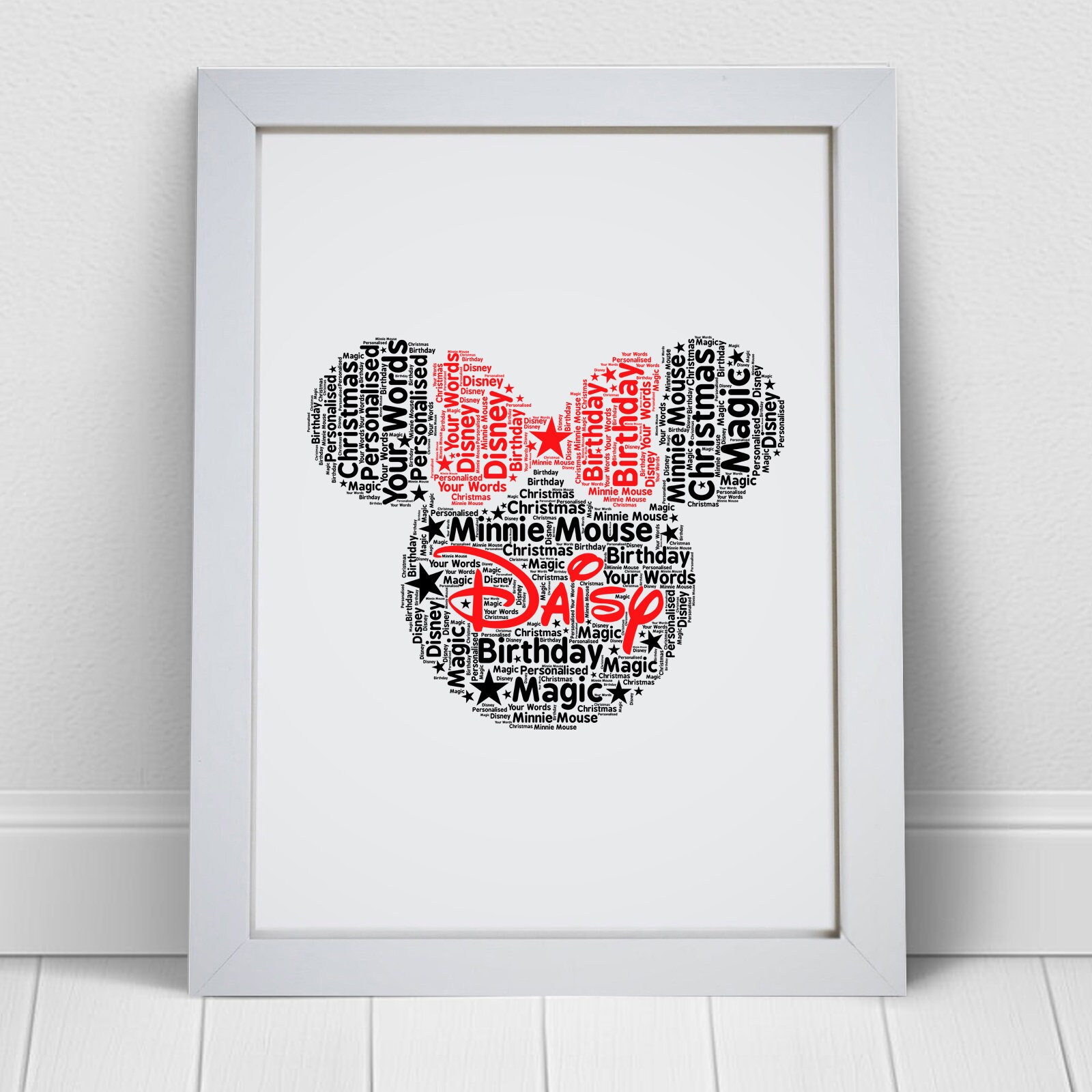 Personalised Minnie Mouse Print Custom Word Wall Art - Etsy UK