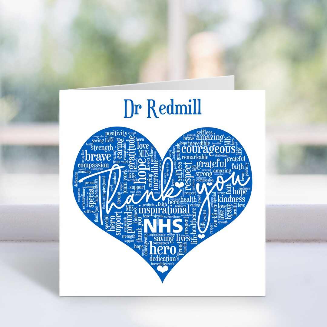 Personalised Thank You NHS Card - Word Art - Hero NHS Staff - Nurse ...