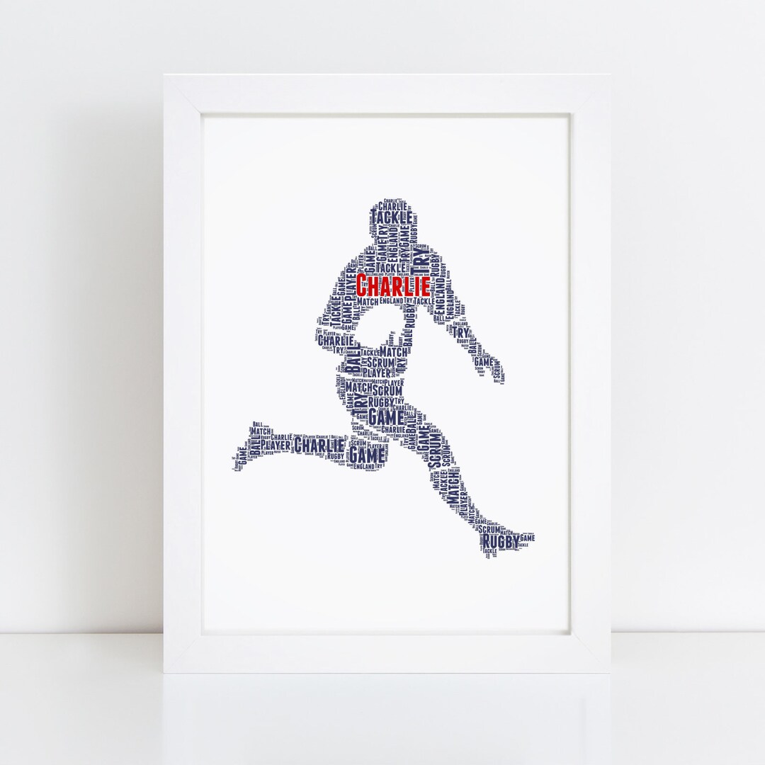 Personalised Rugby Player Print - Custom Rugby Prints - Birthday Gifts ...