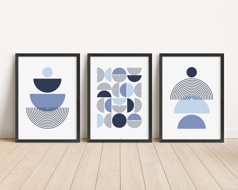 Printable Set of 3 Geometric Shapes Wall Art Prints Modern - Etsy UK