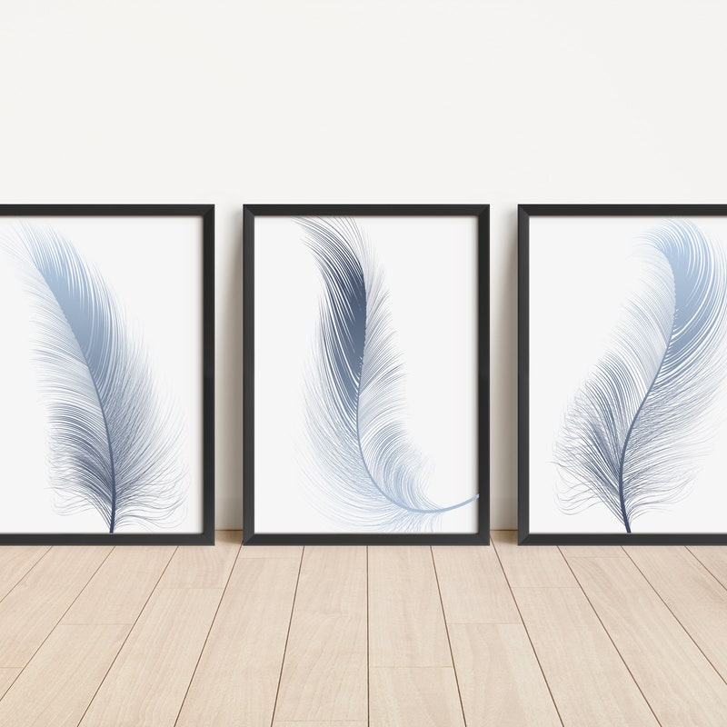 Blue Feather Print - Etsy