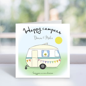 Personalised Happy Campers Greeting Card - Caravan Caravanning Lover ...